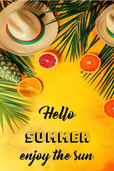 Yellow Hello Summer Poster Template | PosterMyWall