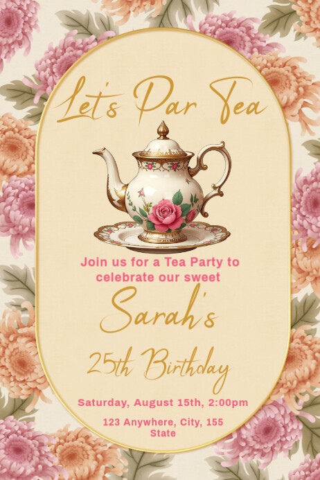 Yellow High Tea Party Poster Template | PosterMyWall