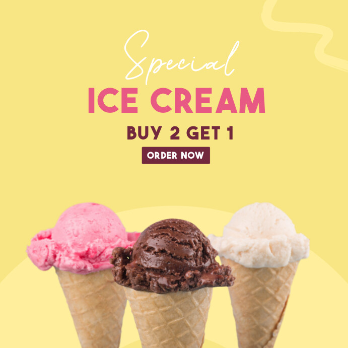 Yellow Ice Cream Promo Instagram Post Templat | PosterMyWall