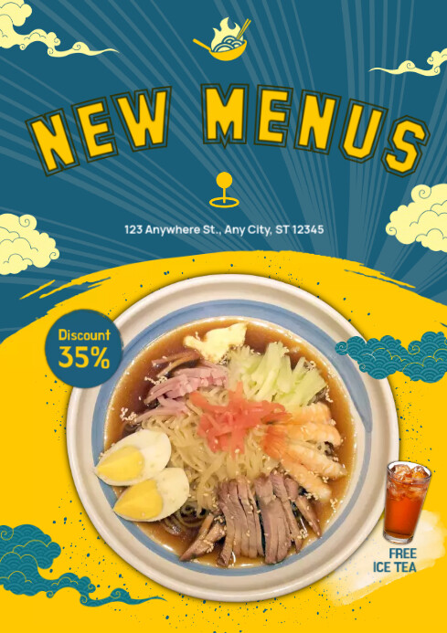 Plantilla de Yellow Illustrated Japanese New Menus | PosterMyWall