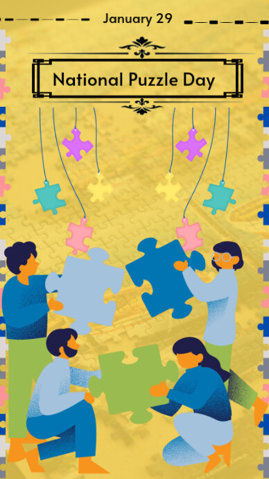 Yellow Illustration National Puzzle Day Instagram Story Template ...