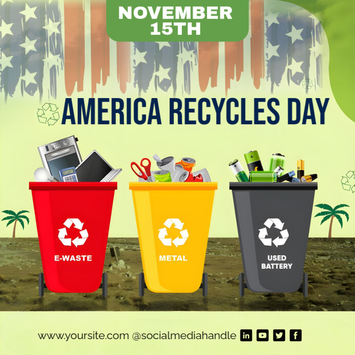 Plantilla de Yellow Illustrative America Recycles Day Instagram Post ...