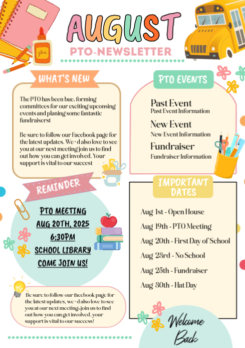 Copy of Yellow Illustrative August Pto Newsletter A4 | PosterMyWall