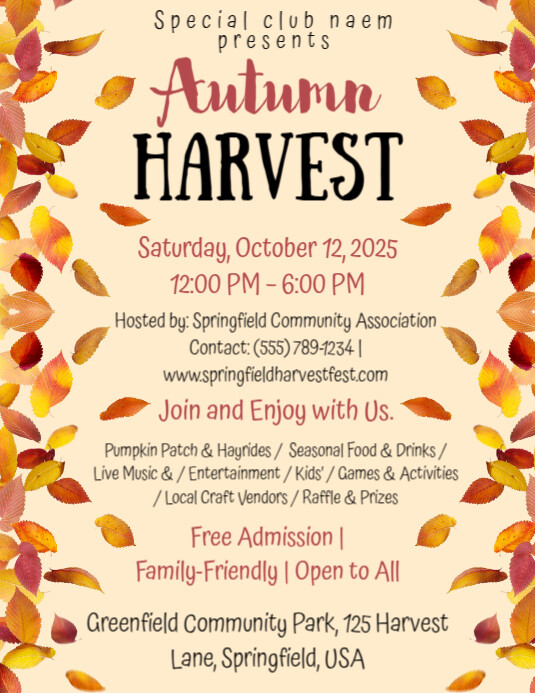 Yellow Illustrative Autumn Harvest Festival Flyer (us Letter) Template ...
