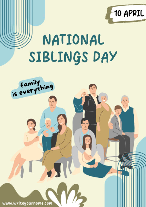 Yellow Illustrative Beige Minimalist Happy National Siblings Day ...