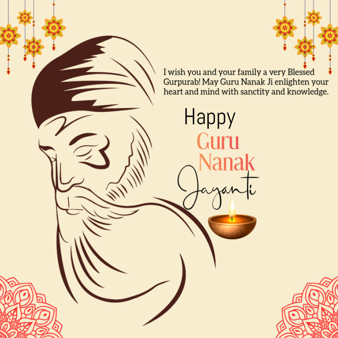 Copy of Yellow Illustrative Bold Guru Nanak Jayanti Greeting Instagram ...