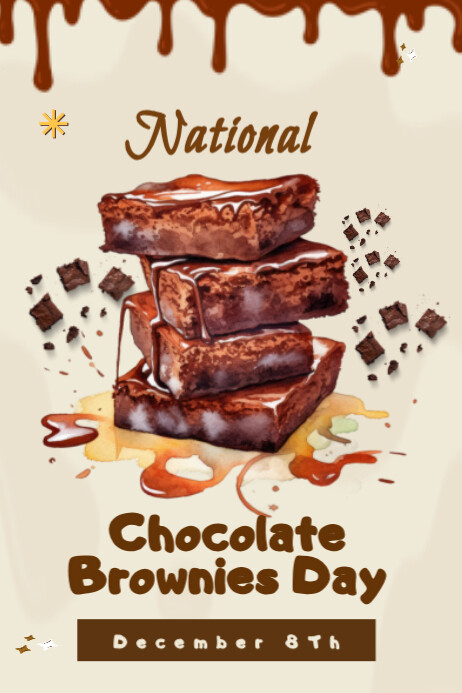 Copy of Yellow Illustrative Brown National Chocolate Brownies Day Poster | PosterMyWall