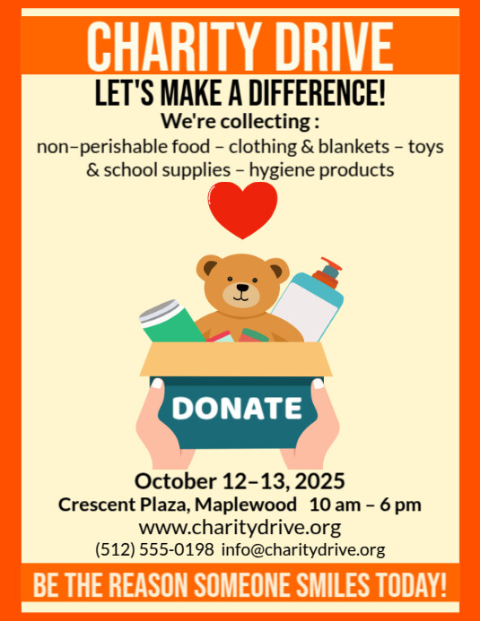 Yellow Illustrative Charity Drive Fall 2025 Flyer (us Letter) Template ...