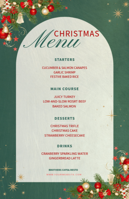 Yellow Illustrative Christmas Menu Card For Restaurant Tabloid Template ...