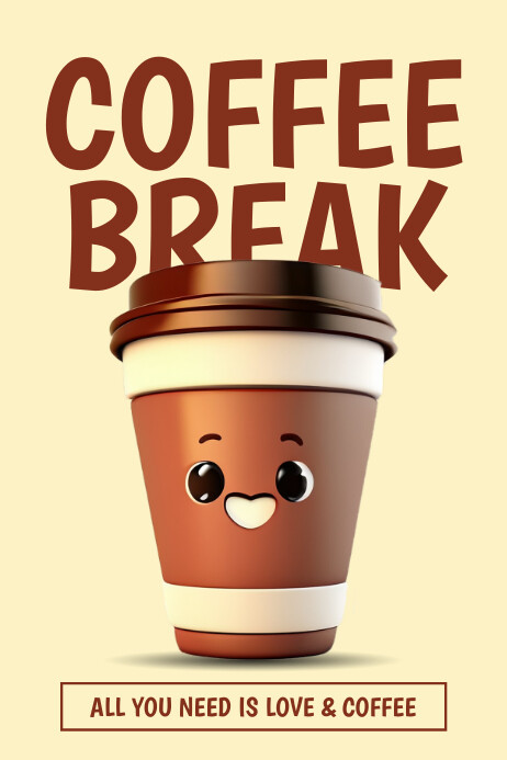 Yellow Illustrative Coffee Break Poster Templat | PosterMyWall