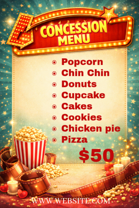 Copy of Yellow Illustrative Concession Menu Flyer Poster | PosterMyWall