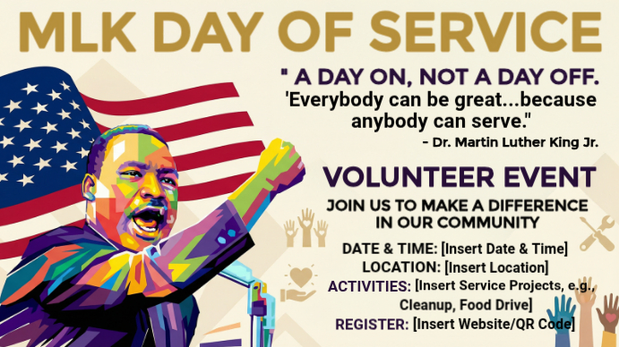 Yellow Illustrative Day Of Service Digital Display (16:9) Template ...