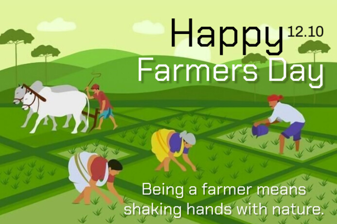 Yellow Illustrative Farmers Day Poster Template | PosterMyWall