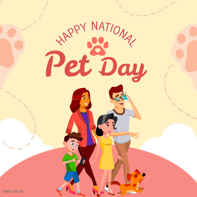 Plantilla de Yellow Illustrative Happy National Pet Day Instagram Post ...