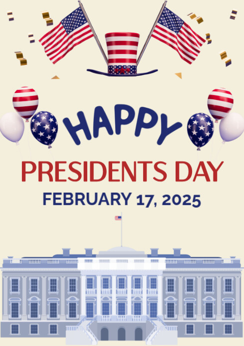 Yellow Illustrative Happy Presidents Day 2025 A3 Template | PosterMyWall