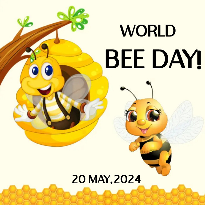 Yellow Illustrative Happy World Bee Day Inst Template | PosterMyWall