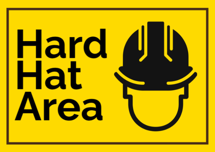 Copy of Yellow Illustrative Hard Hat Area Construction Signs Postcard ...