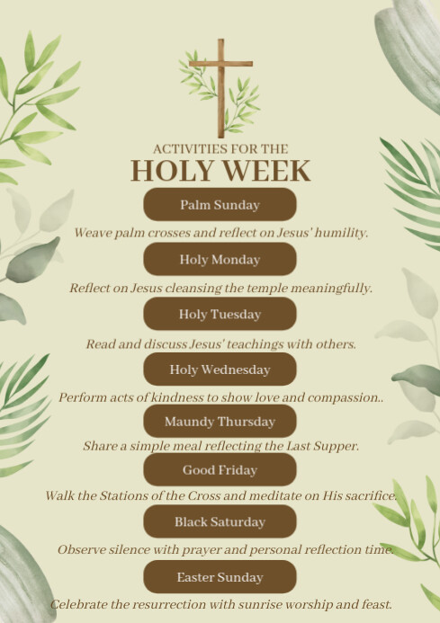 Copy of Yellow Illustrative Holy Week Activities A4 | PosterMyWall