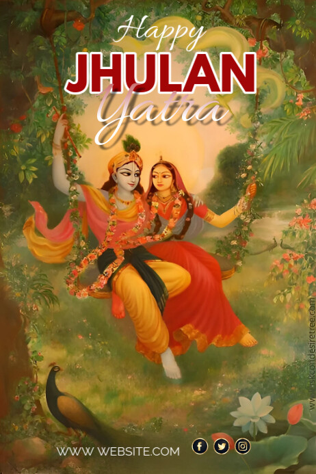 Yellow Illustrative Jhulan Yatra Poster Template | PosterMyWall