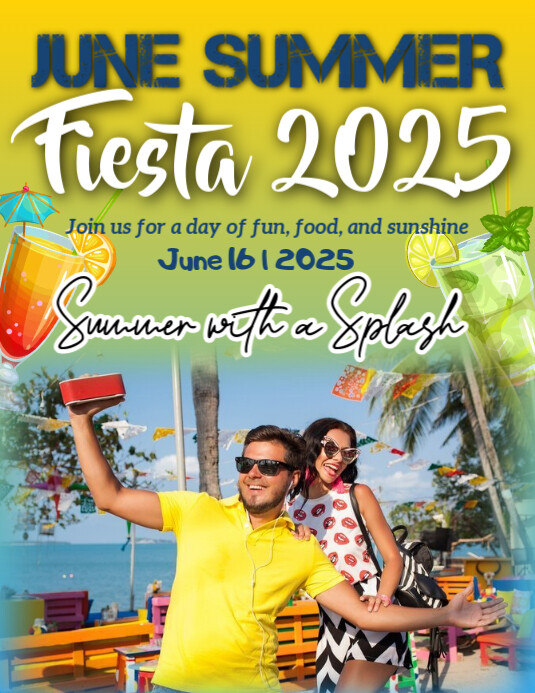 Yellow Illustrative June Summer Fiesta Flyer (us Letter) Template ...