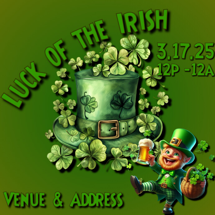 Yellow Illustrative Luck Of The Irish Instagram Post Template ...