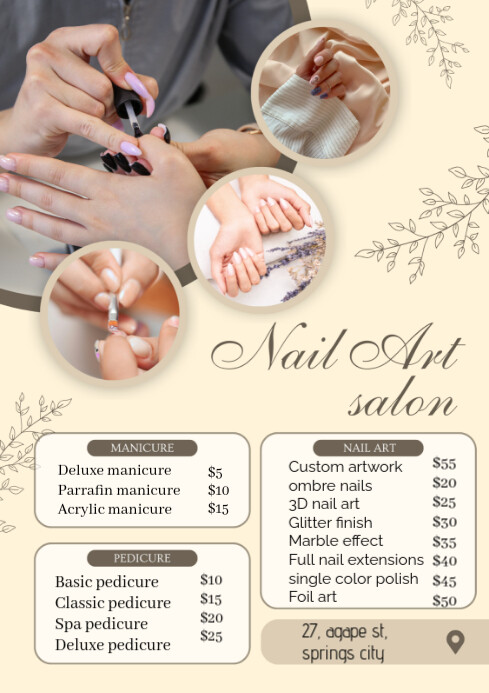 Copy of Yellow Illustrative Nail Tech Salon Ad A4 | PosterMyWall