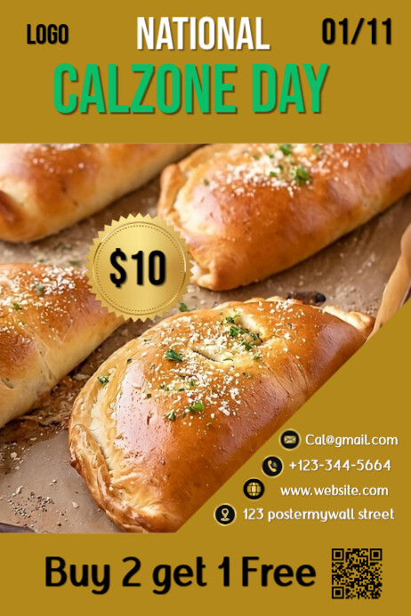 Plantilla de Yellow Illustrative National Calzone Day Poster | PosterMyWall