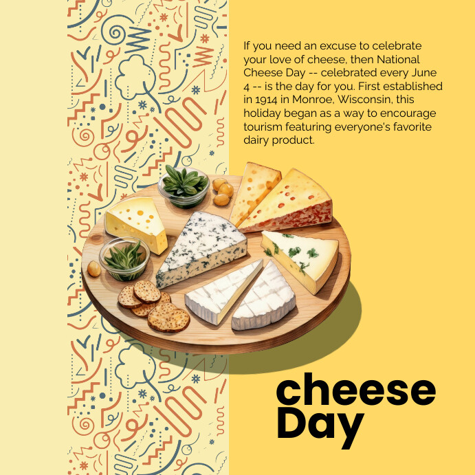 Copy of Yellow Illustrative National Cheese Day Inst | PosterMyWall