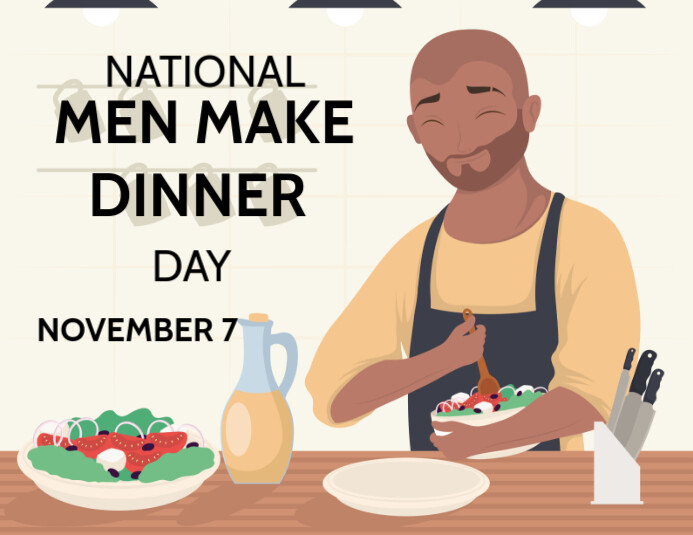 Yellow Illustrative National Men Make Dinner Day Flyer (us Letter ...