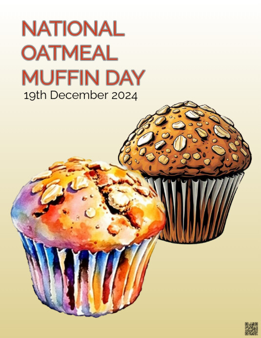 Yellow Illustrative National Oatmeal Muffin Day Flyer (us Letter ...