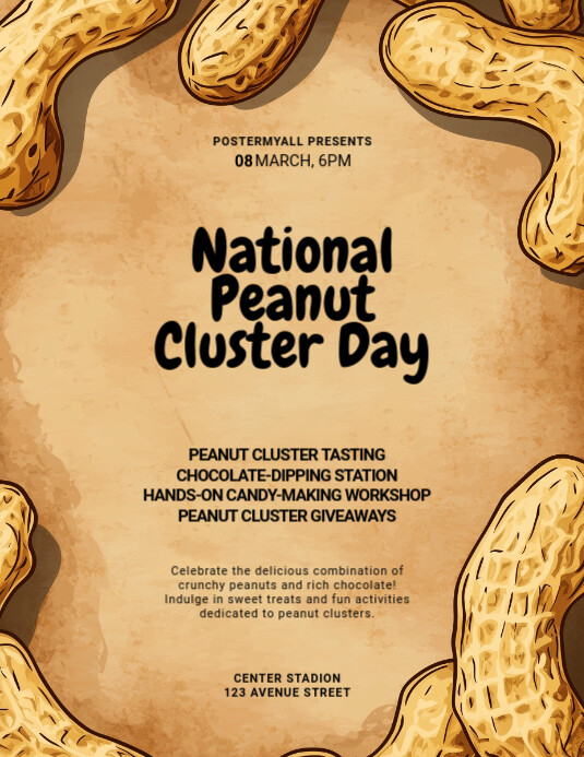 yellow Illustrative National Peanut Cluster Day Celebration Event Flyer ...