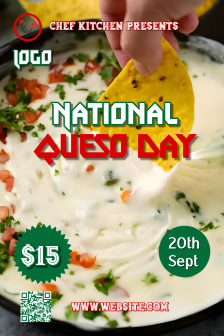 Copy of Yellow Illustrative National Queso Day Poster | PosterMyWall