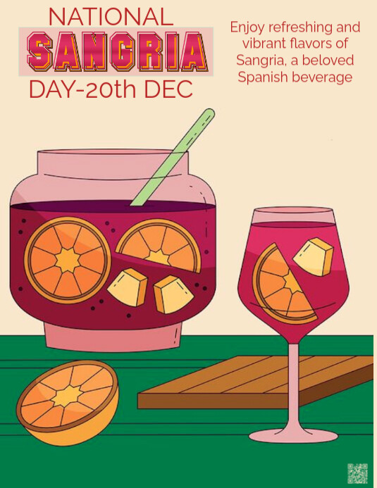 Plantilla de Yellow Illustrative National Sangria Day Flyer (us Letter ...