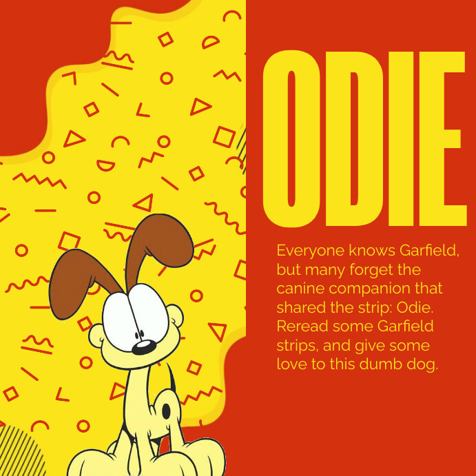 Yellow Illustrative Odie Day Instagram Post Template | PosterMyWall