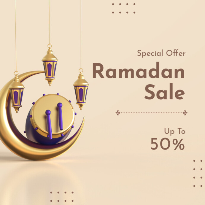Yellow Illustrative Ramadan Sale Special Offer Instagram Post Template ...