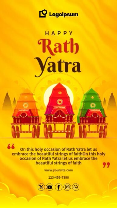 Yellow Illustrative Rath Yatra Templates Instagram Story | PosterMyWall