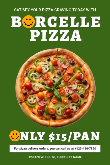 Yellow Illustrative Restaurant Pizza Poster Template | PosterMyWall