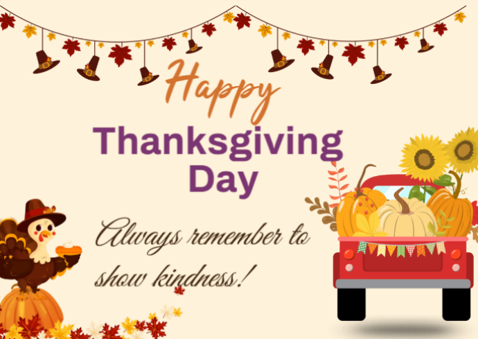 Plantilla de Yellow Illustrative Thanksgiving Postcard | PosterMyWall