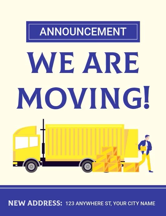 Plantilla de Yellow Illustrative We Are Moving Flyer (us Letter ...
