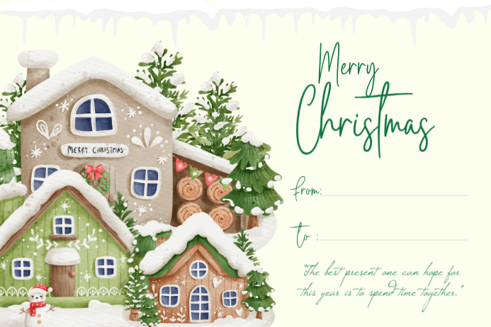 Yellow Ilustratif Merry Christmas Card Label Template | PosterMyWall