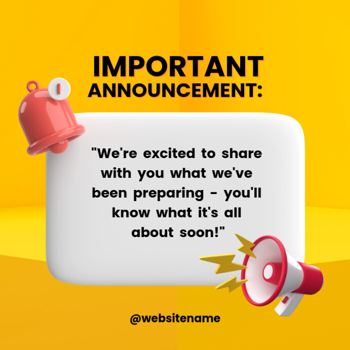 Copy of Yellow Important Announcement Instagram Post | PosterMyWall