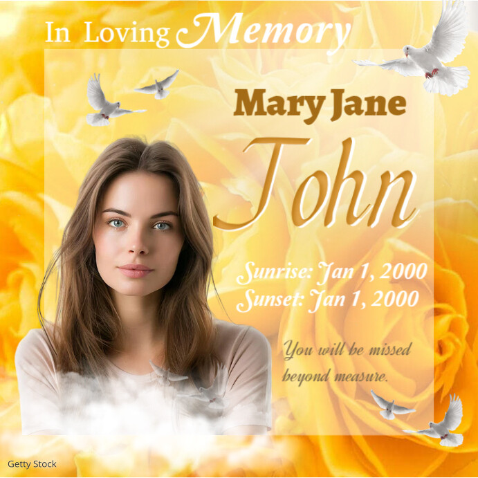 Yellow in loving memory flyer templaat | PosterMyWall