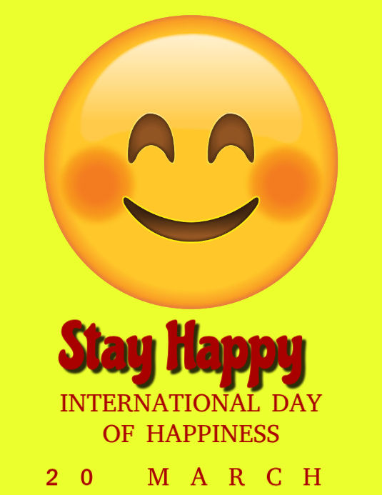 Yellow International Day of Happiness Flyer Template | PosterMyWall