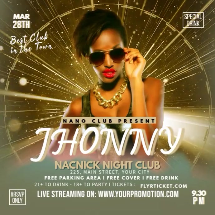 Modèle Yellow Jhonny Party Night Club ads | PosterMyWall