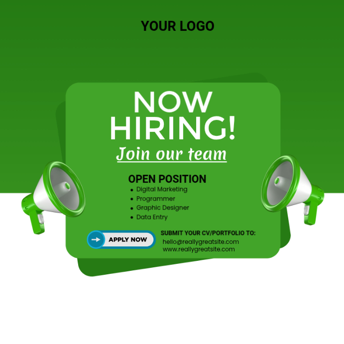 Yellow Job Recruitment Square Template | PosterMyWall