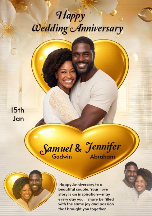 Yellow Joyful Anniversary Flyer Design Template A4 | PosterMyWall