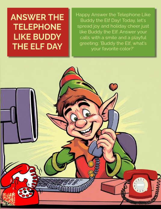 Yellow Joyful Answer The Telephone Like Buddy The Elf Day Flyer (us ...