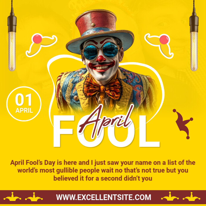 Yellow Joyful April Fool Festival Instagram Post Template | PosterMyWall