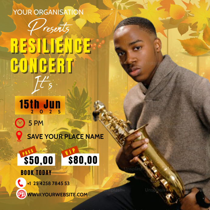 Yellow Joyful Automn Fall Concert Band Instag Template | PosterMyWall