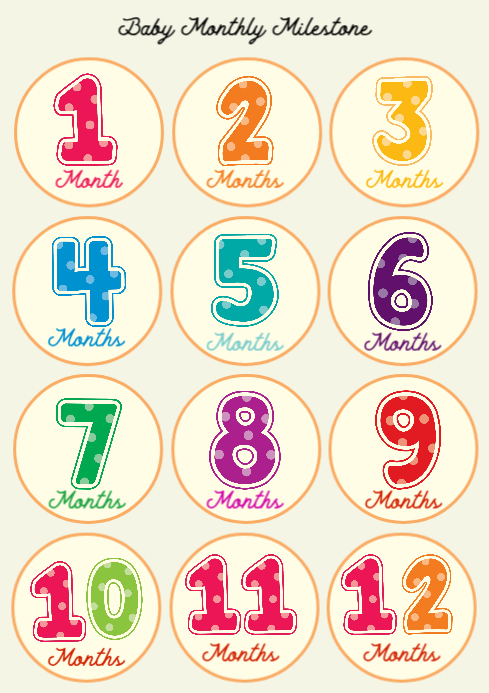 Yellow Joyful Baby Monthly Milestone A4 Template | PosterMyWall